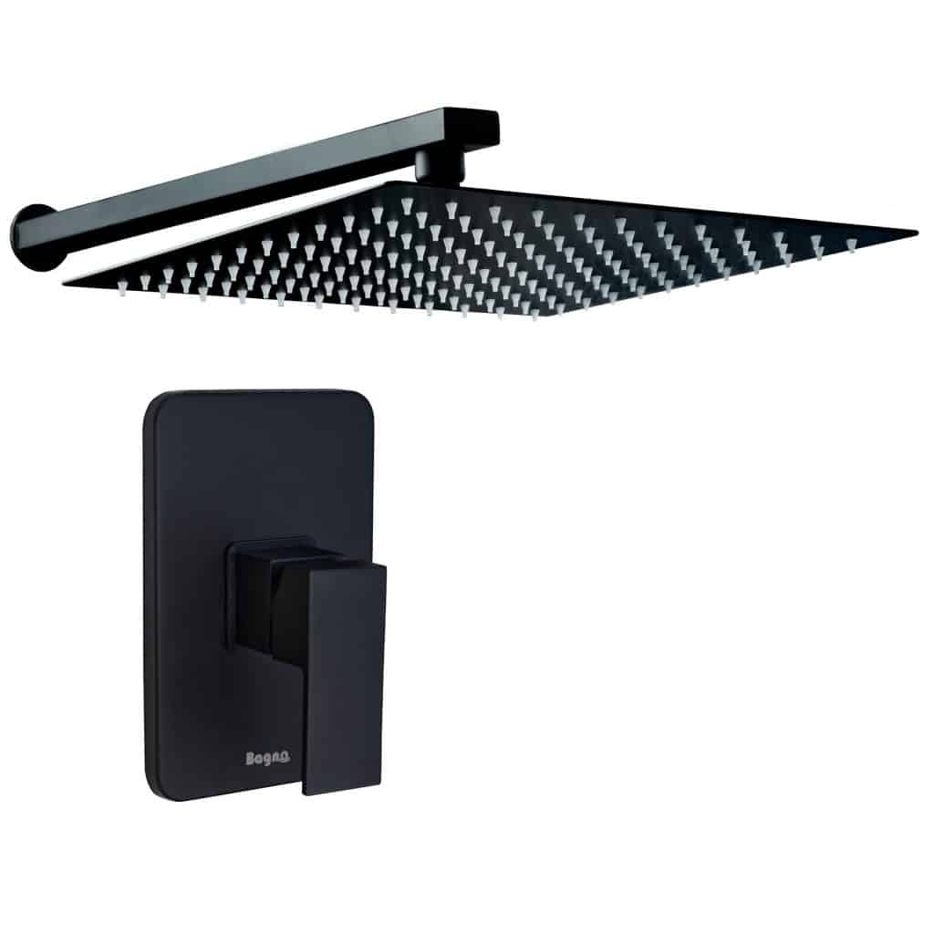 Conjunto Ducha Monocontrol Roma Negro Mate12" + Brazo Cuadrado 40 Cm ...
